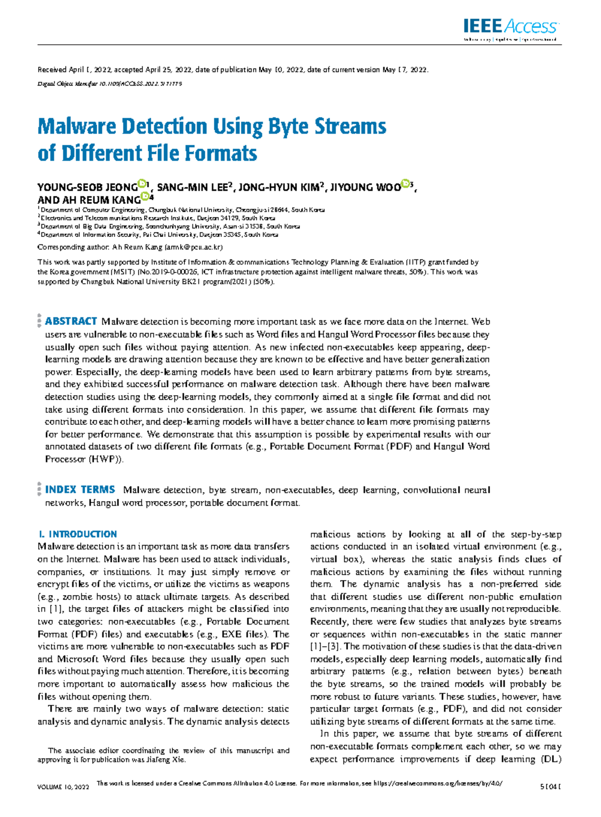 Malware Detection Using Byte Streams of Different File Formats ...