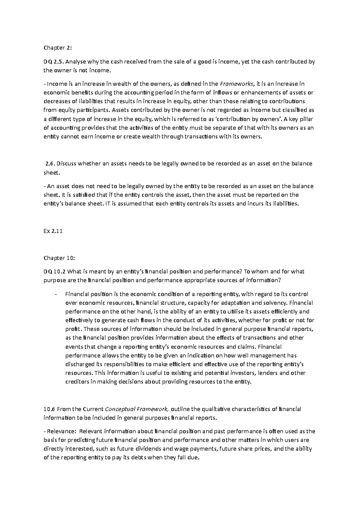 Accy week 2 - Tutorial notes - Chapter 2: DQ 2. Analyse why the cash ...