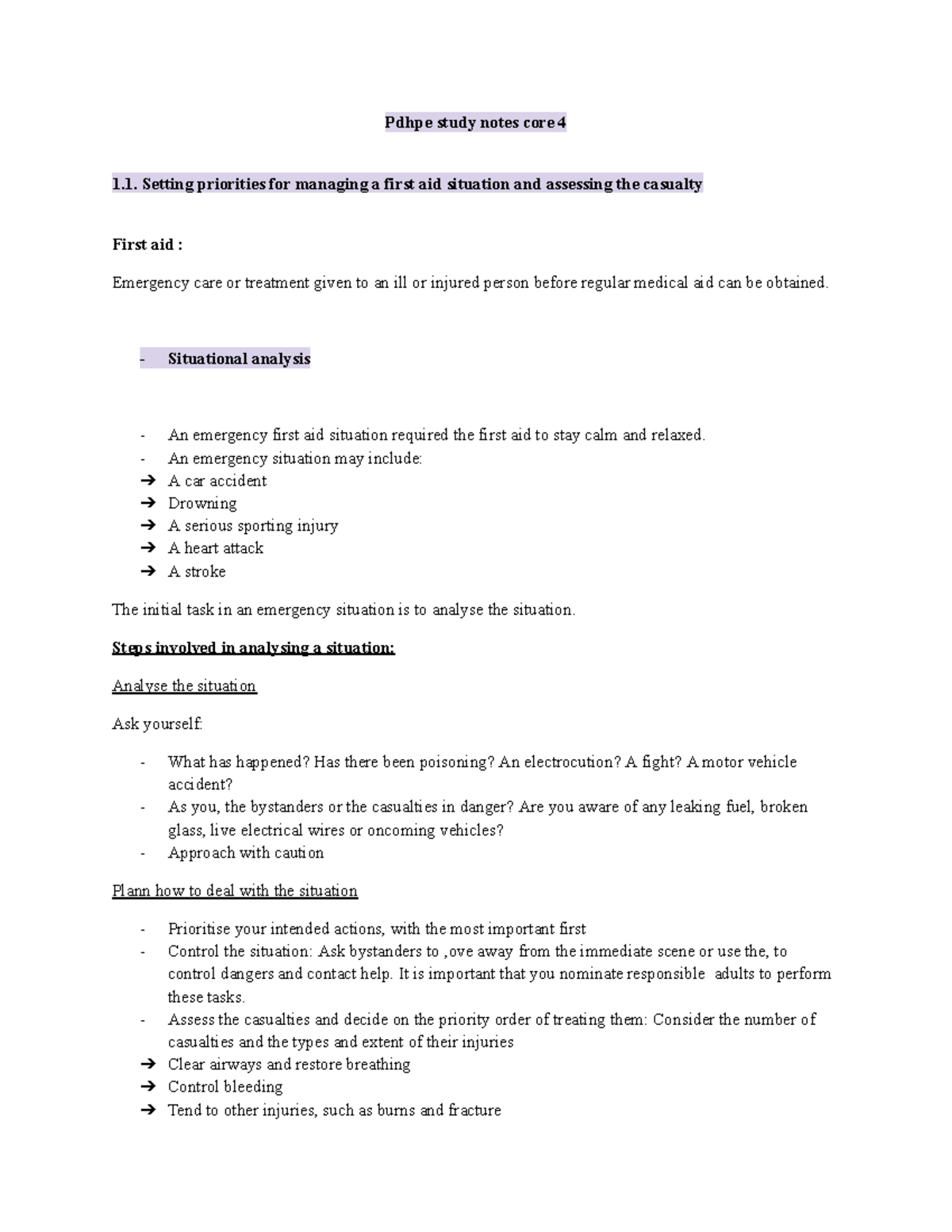 YEAR 11 Pdhpe Notes 2x - Pdhpe study notes core 4 1. Setting priorities ...