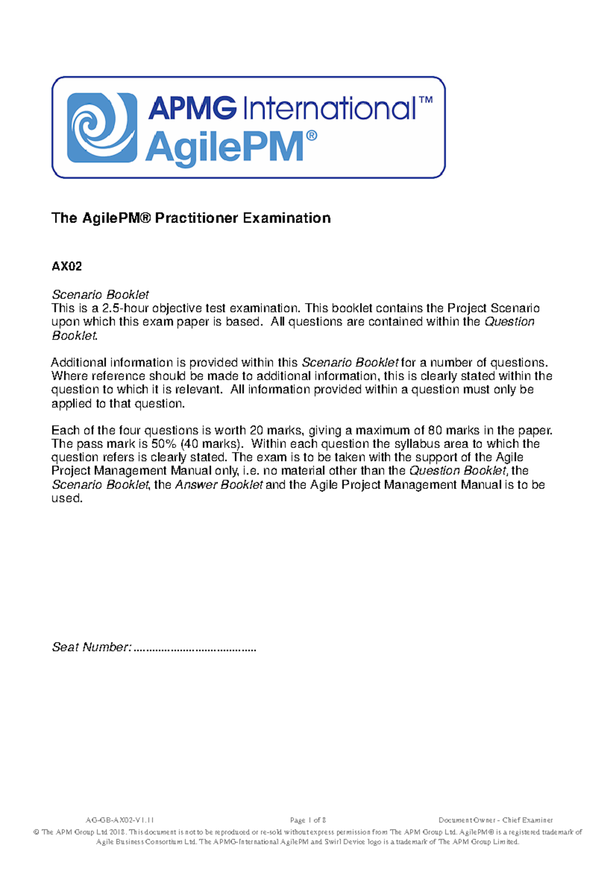 Agile pm practitioner sample paper question booklet - The AgilePM ...