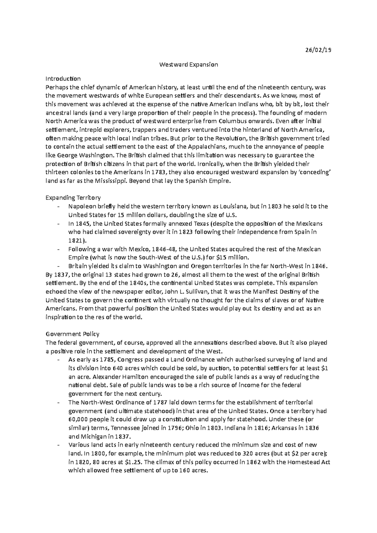 Westward Expansion - 26/02/ Westward Expansion Introduction Perhaps the ...