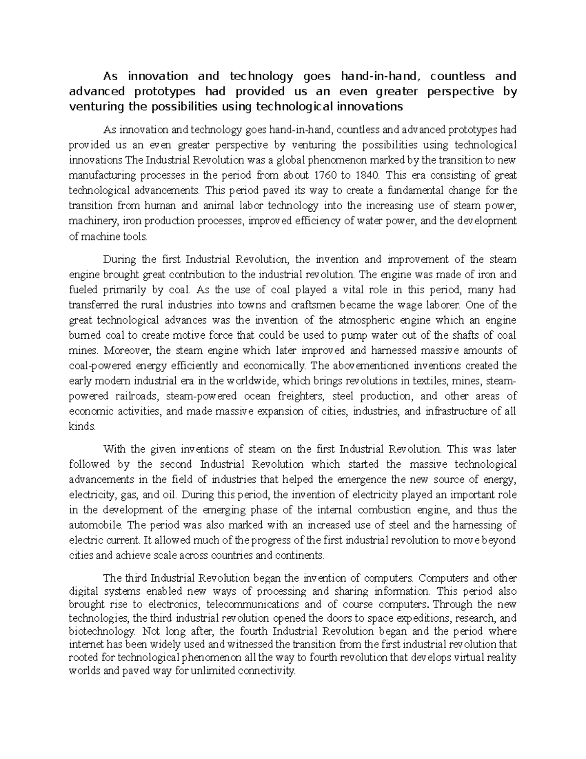 Estrera, EG- Picture Analysis - As innovation and technology goes hand ...