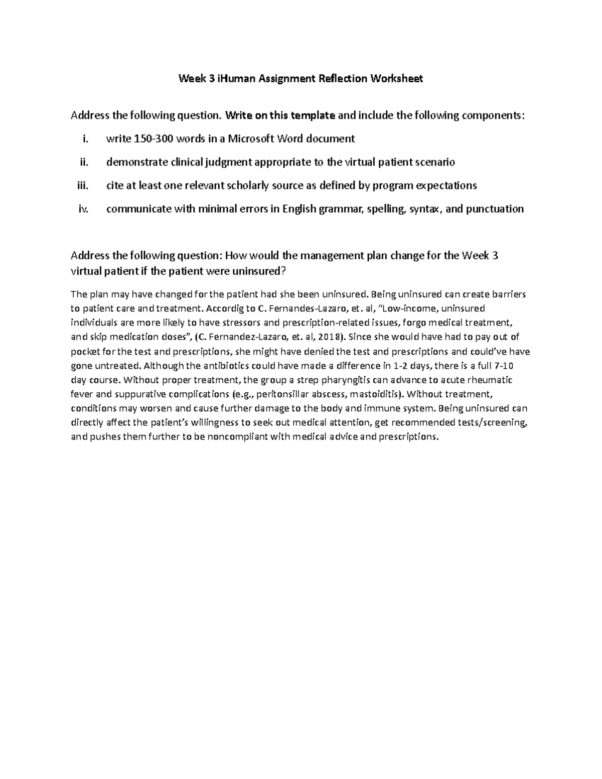 Week 3 reflection - Week 3 iHuman Assignment Reflection Worksheet Address the following question ...