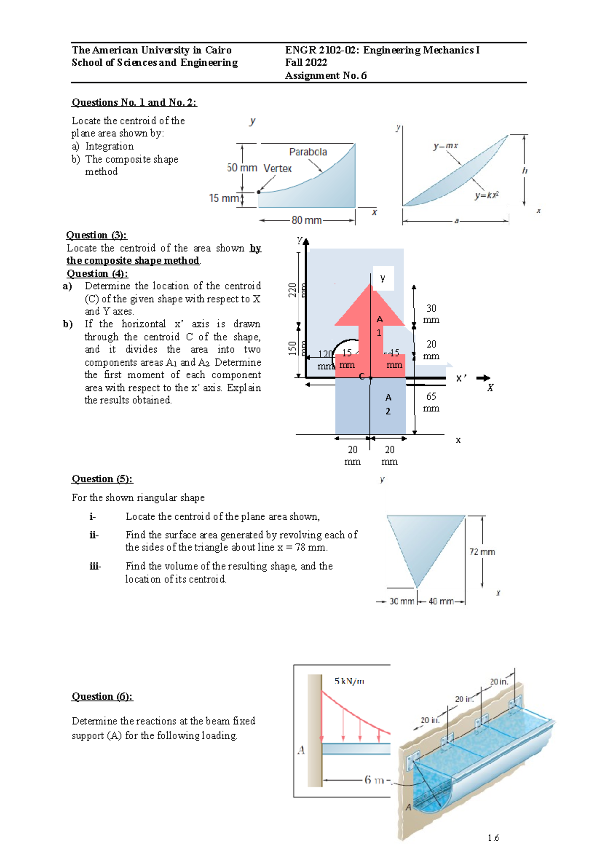 Engr2102 Assignment 6 Fall 2022 The American University In Cairo Engr 2102 02 Engineering