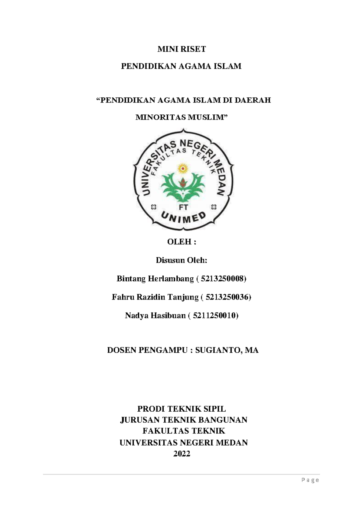 MINI Riset PAI KEL.12 TS B 2021 - P a g e MINI RISET PENDIDIKAN AGAMA ISLAM