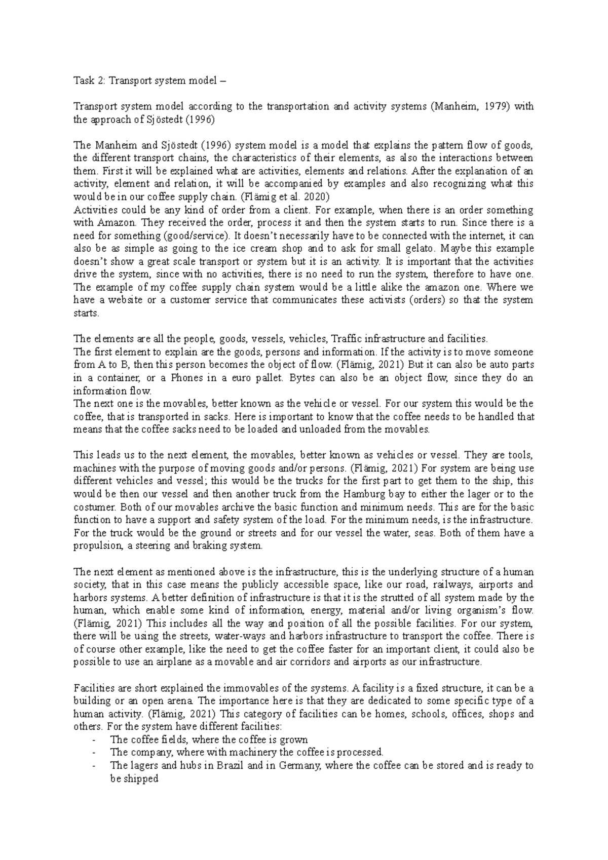 Transport system model paper - obligatory assignment - Task 2 ...