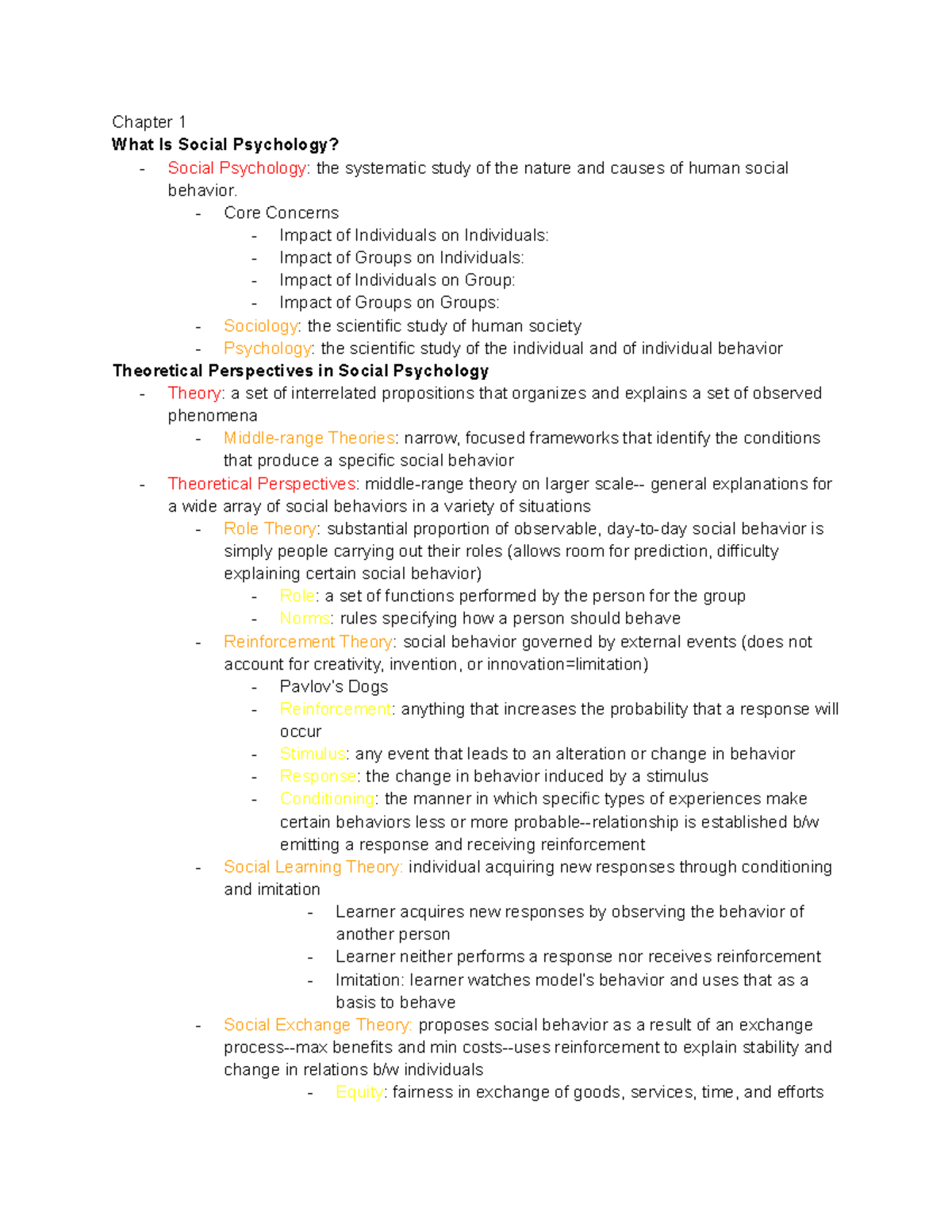 Social Psychology Notes - Chapter 1 What Is Social Psychology? - Social ...