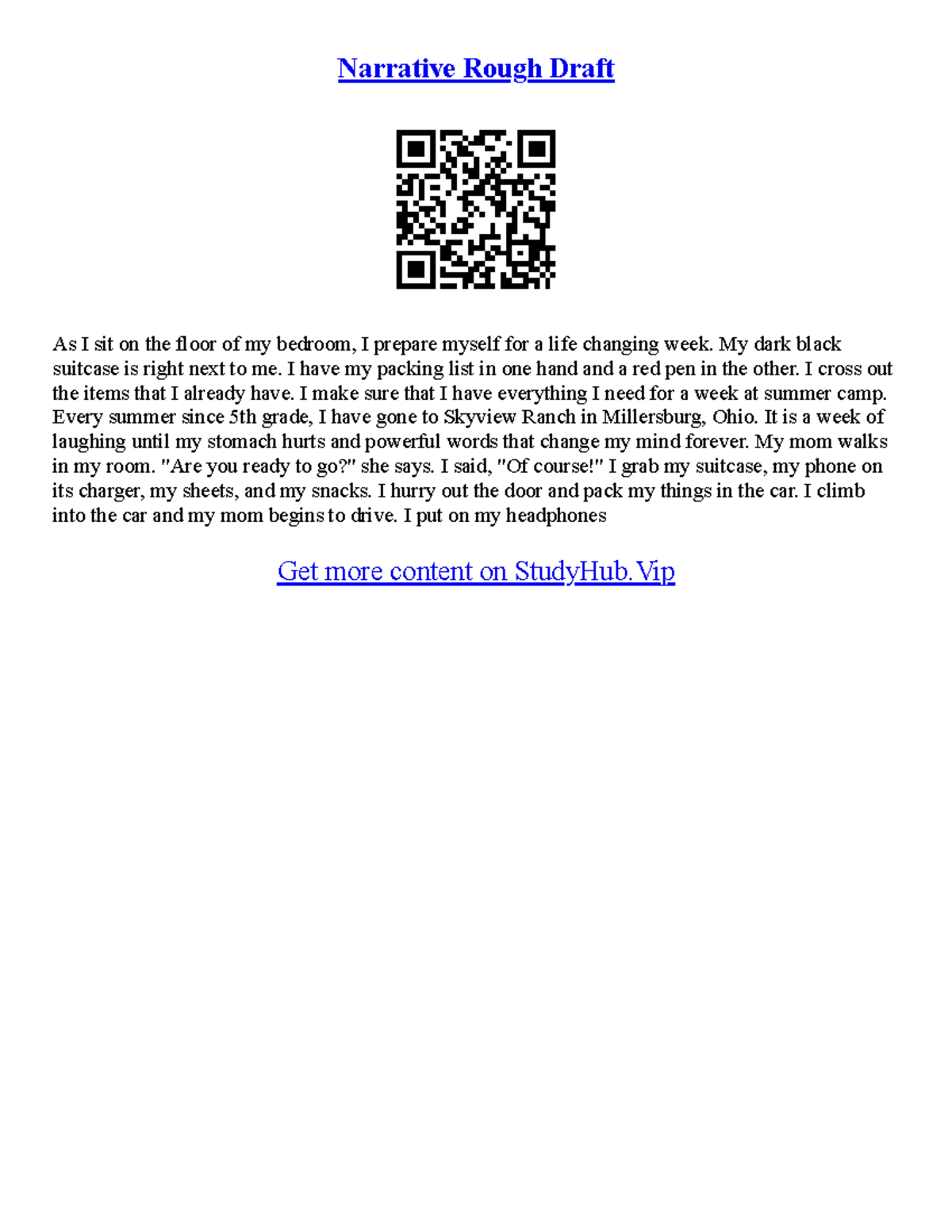 Ways To Start A Narrative Essay - Narrative Rough Draft As I sit on the ...