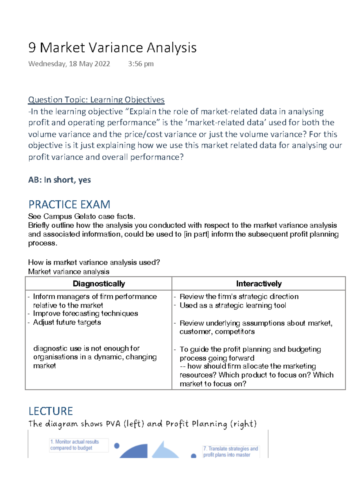9 Market Variance Analysis - Question Topic: Learning Objectives -In the learning objective ...