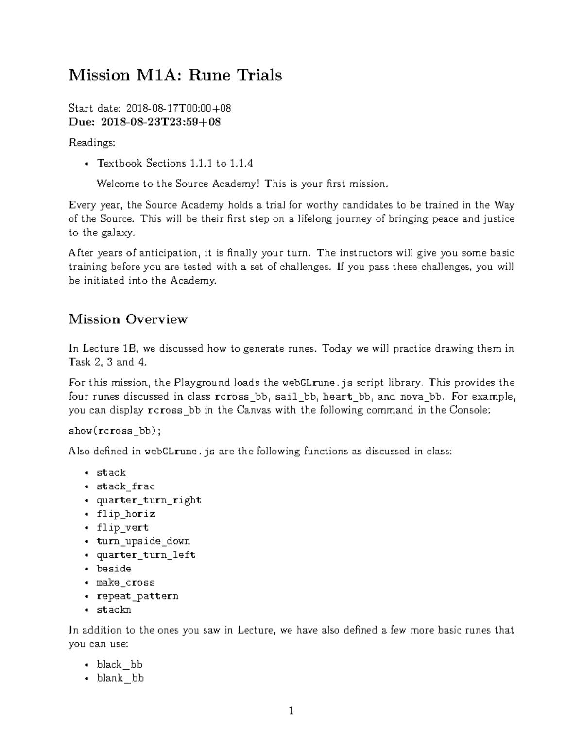 Mission-M1A - java programming - Mission M1A: Rune Trials Start date ...