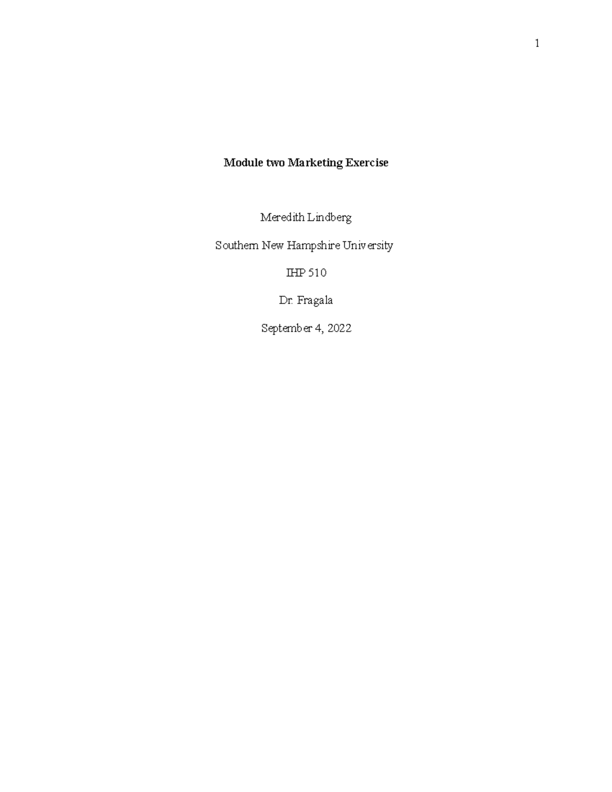 Module two Marketing Exercise ML - Module two Marketing Exercise ...