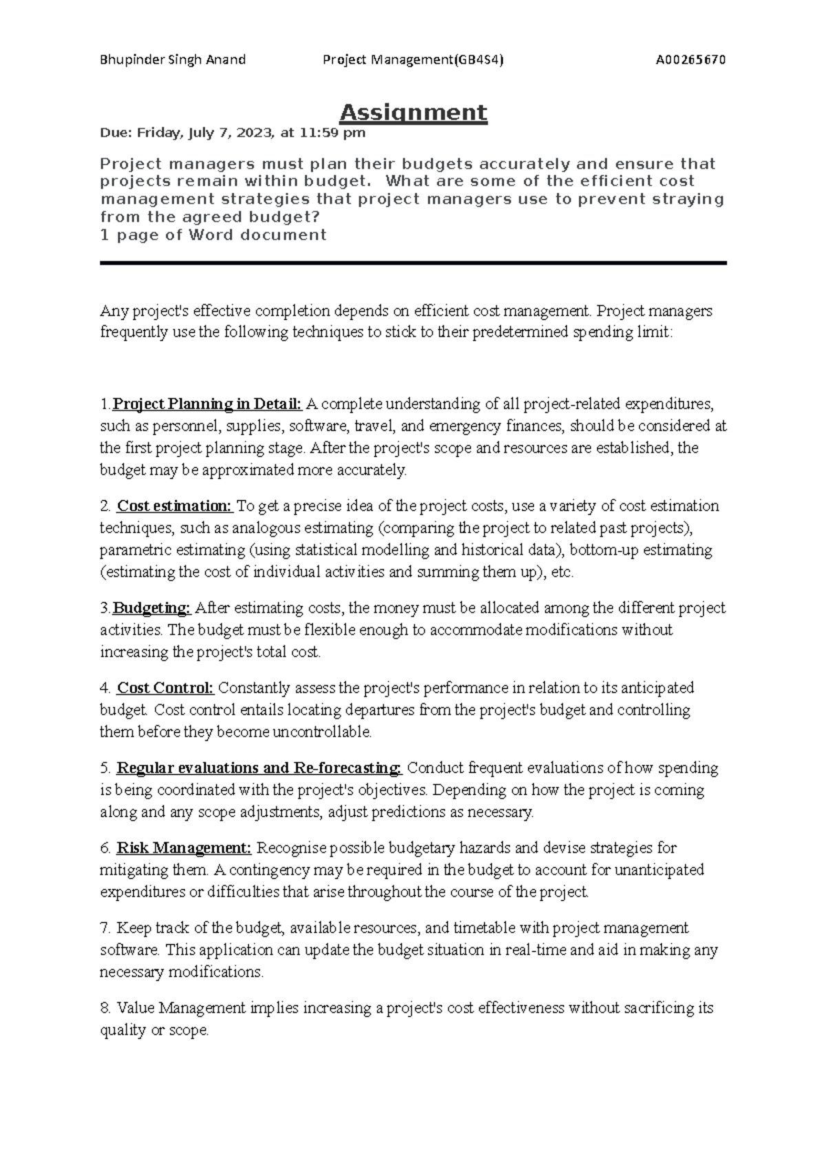 Assignment BSA - abcd - Bhupinder Singh Anand Project Management(GB4S4 ...