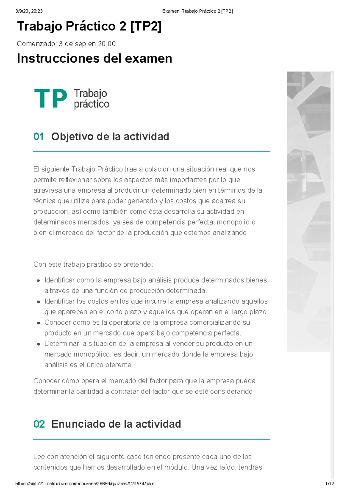 Principios de economia TP2(90%) - Trabajo Práctico 2 [TP2] Comenzado: 3 de sep en 20 ...