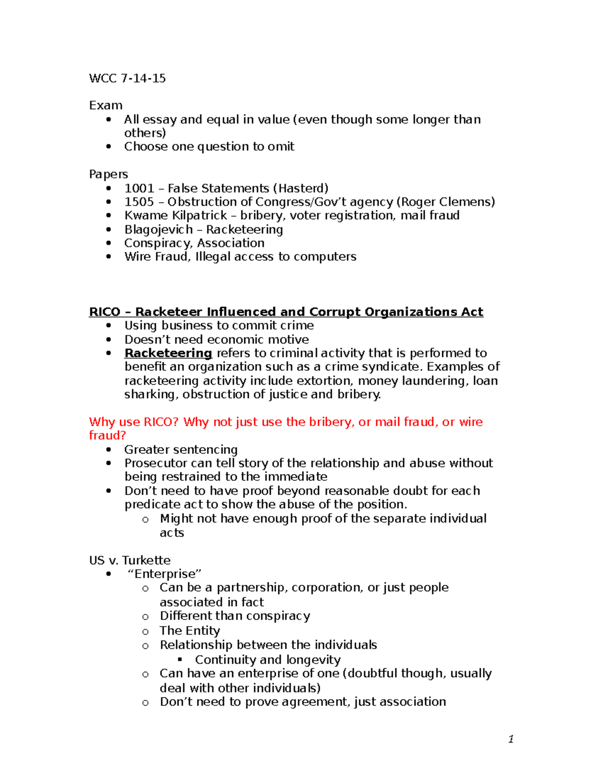 WCC Josh's Notes - Outline - WCC 7-14- Exam All essay and equal in ...