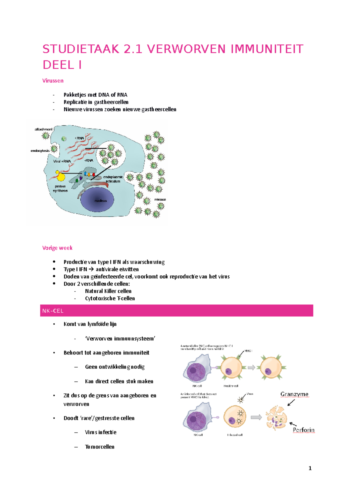 Studietaak 2.1 verworven immuniteit I - STUDIETAAK 2 VERWORVEN ...