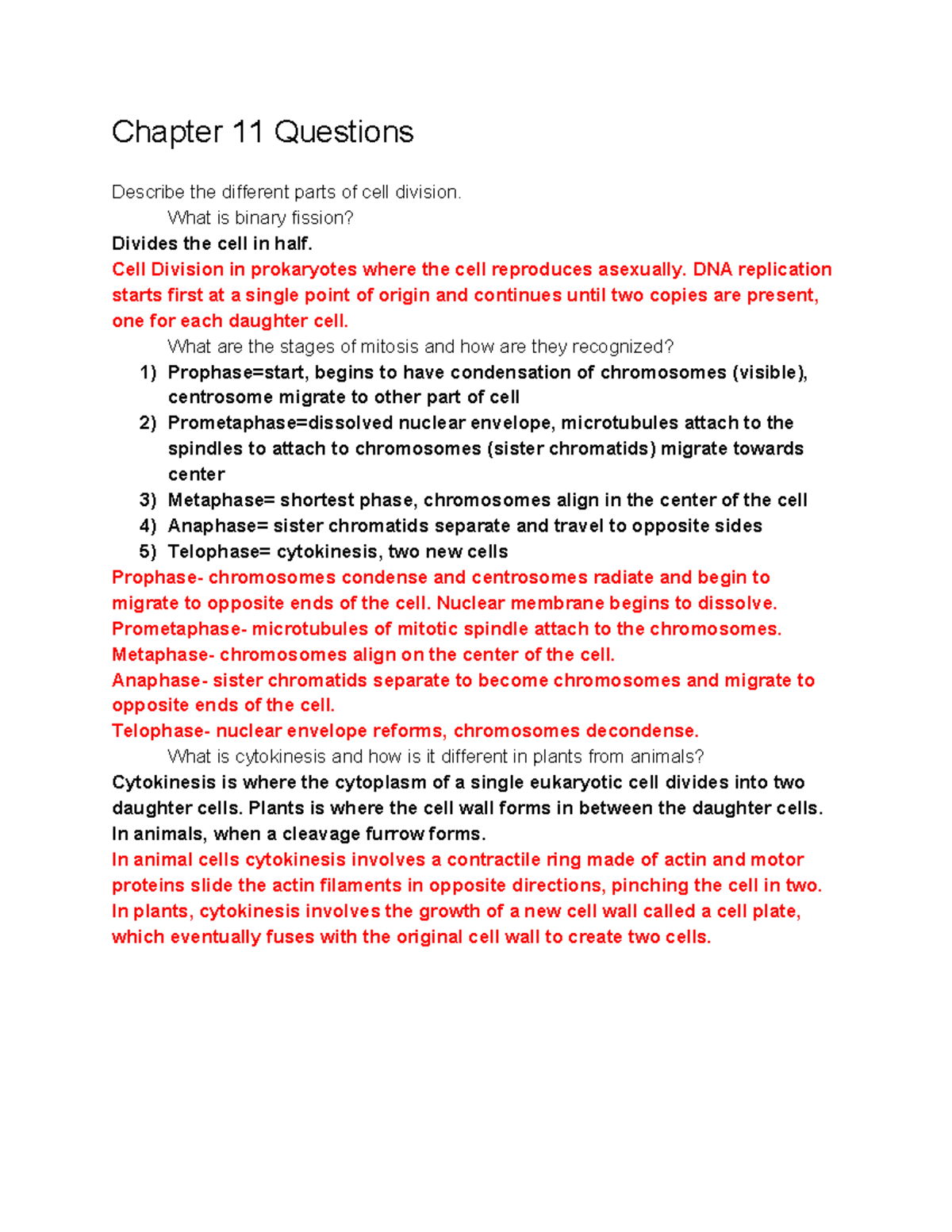 Chapter 11 BIO 181 Learning Objectives Questions - Chapter 11 Questions ...