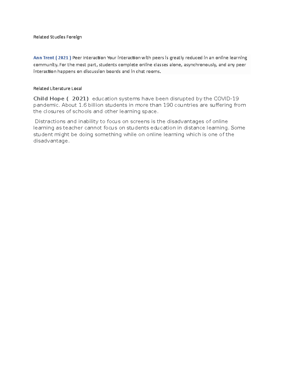 Related Literature and Studies additional - Related Studies Foreign Ann ...