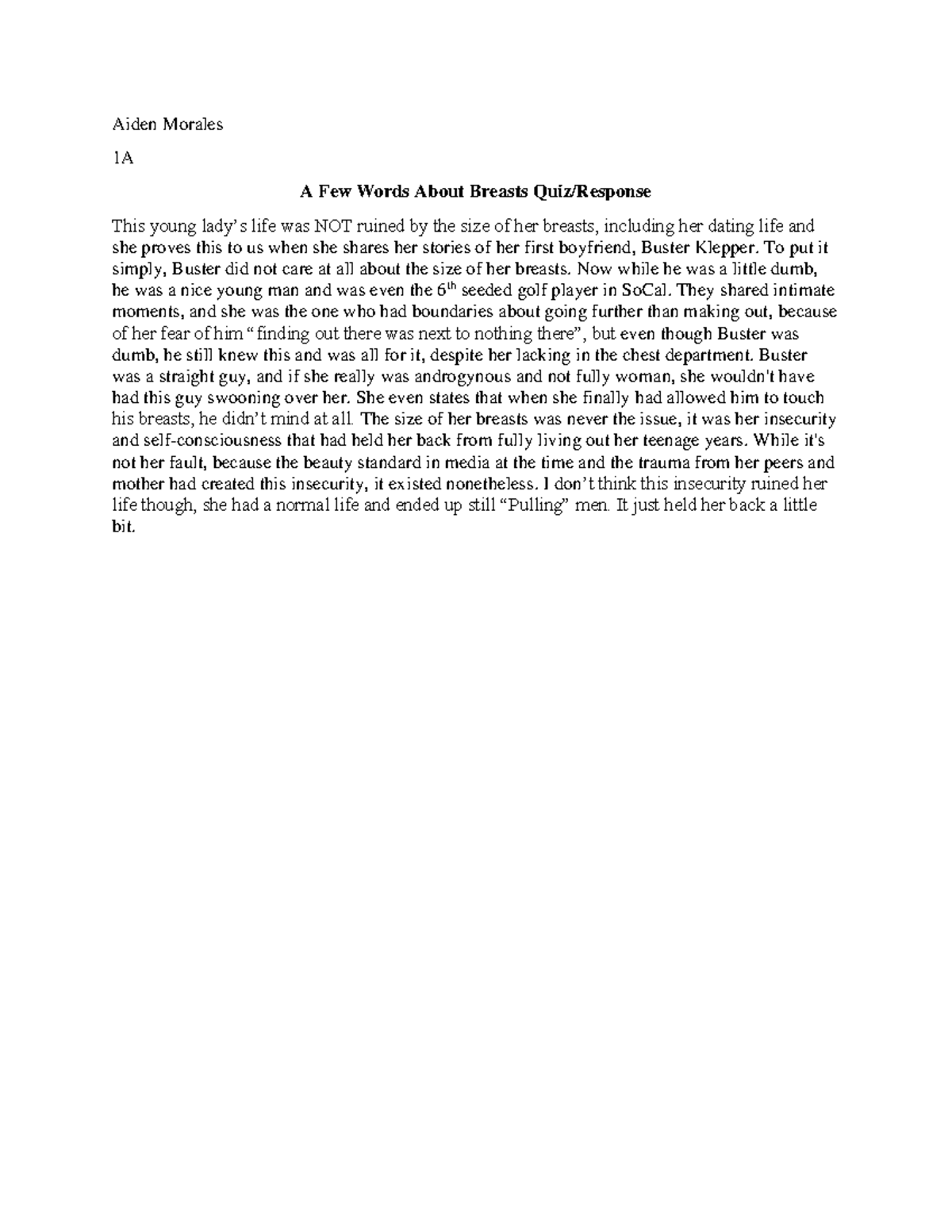 A Few Words About Breasts Quiz - Aiden Morales 1A A Few Words About ...