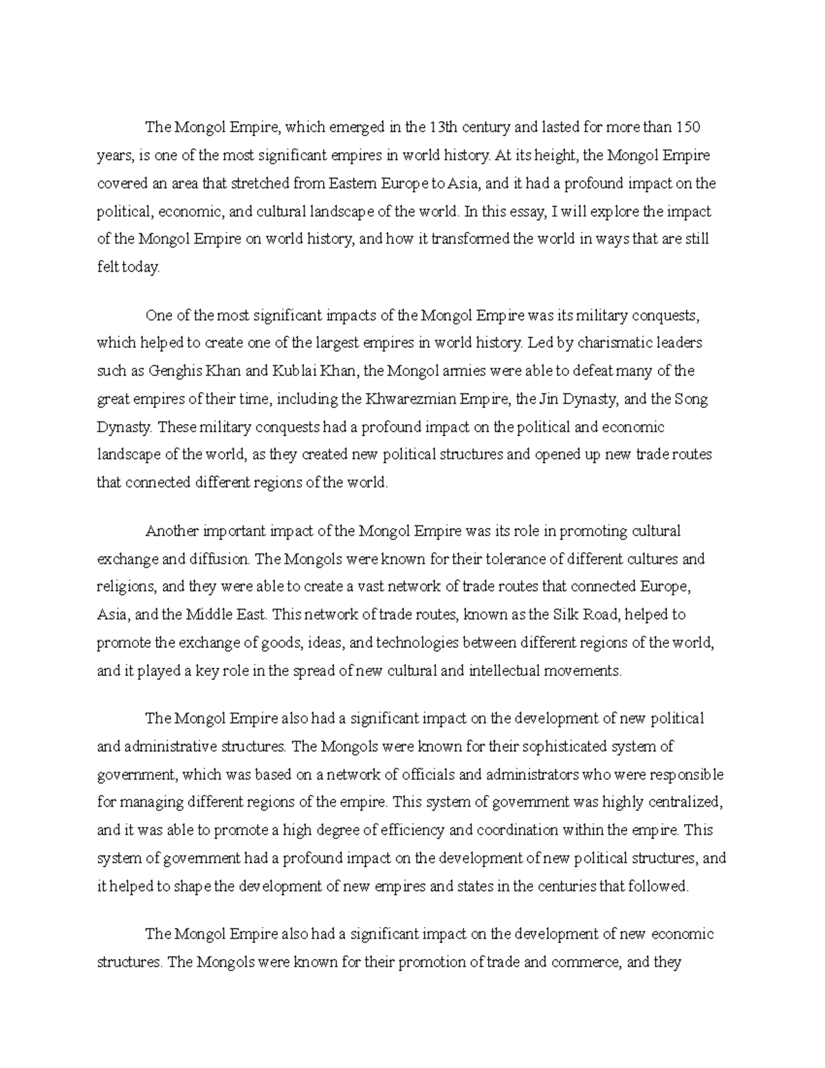 The Impact of the Mongol Empire on World History - The Mongol Empire ...