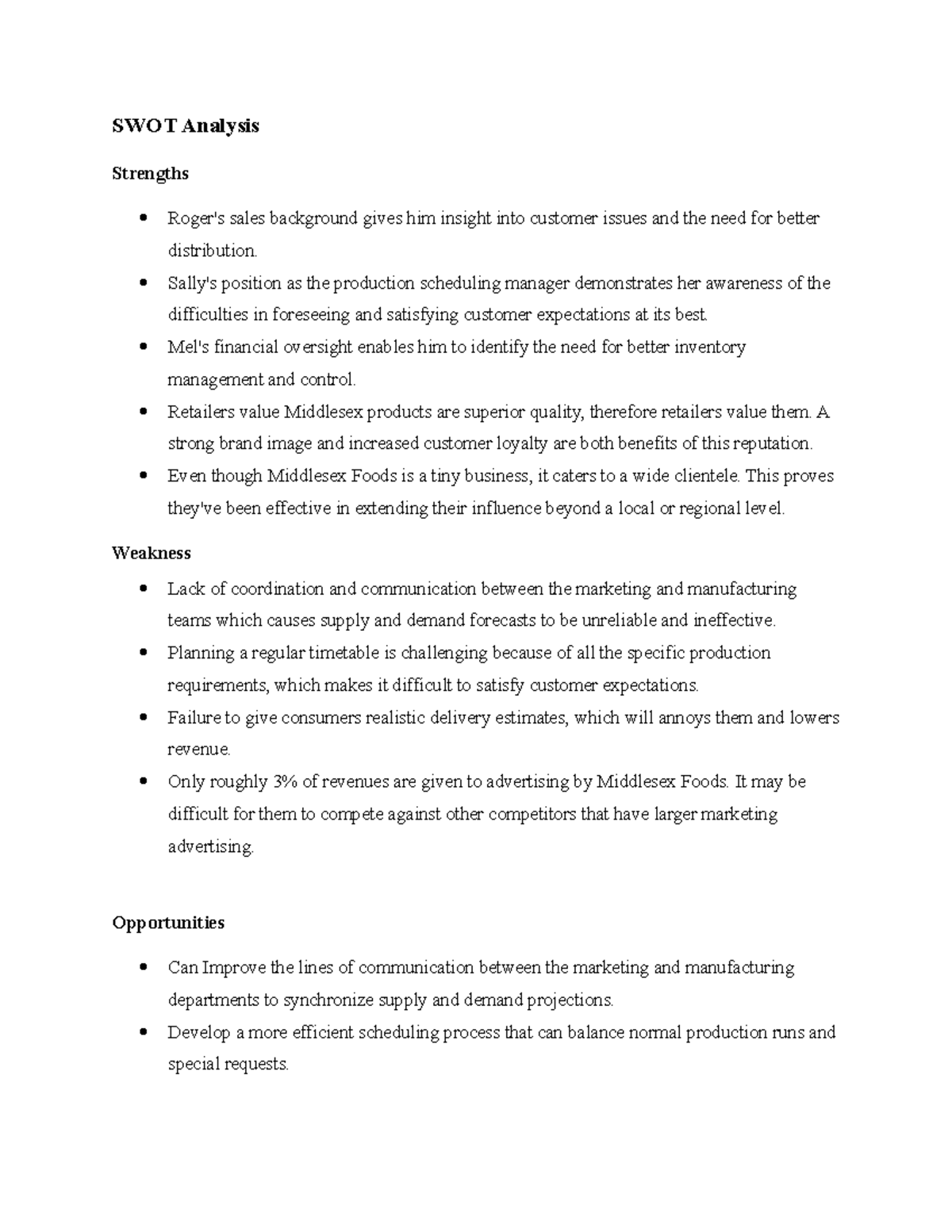 SWOT Analysi 1 3019 - safasf - SWOT Analysis Strengths Roger's sales ...