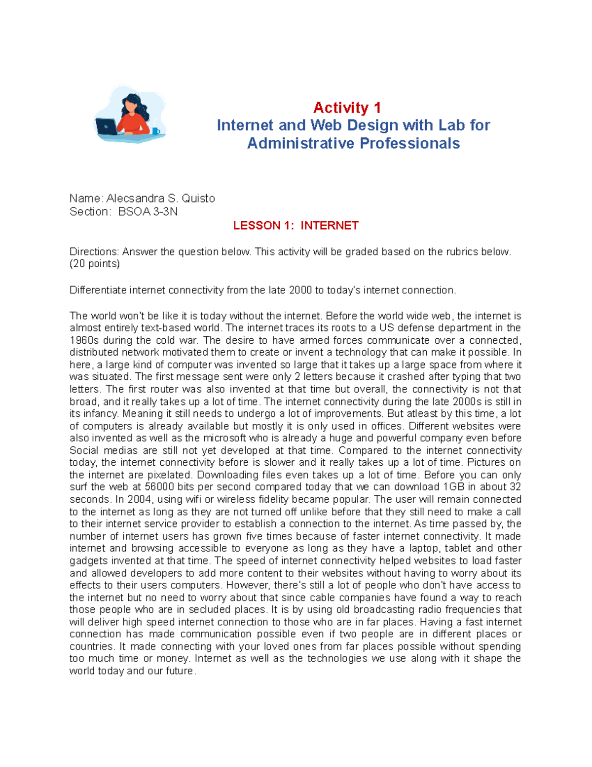 Web design - assignment - Activity 1 Internet and Web Design with Lab ...