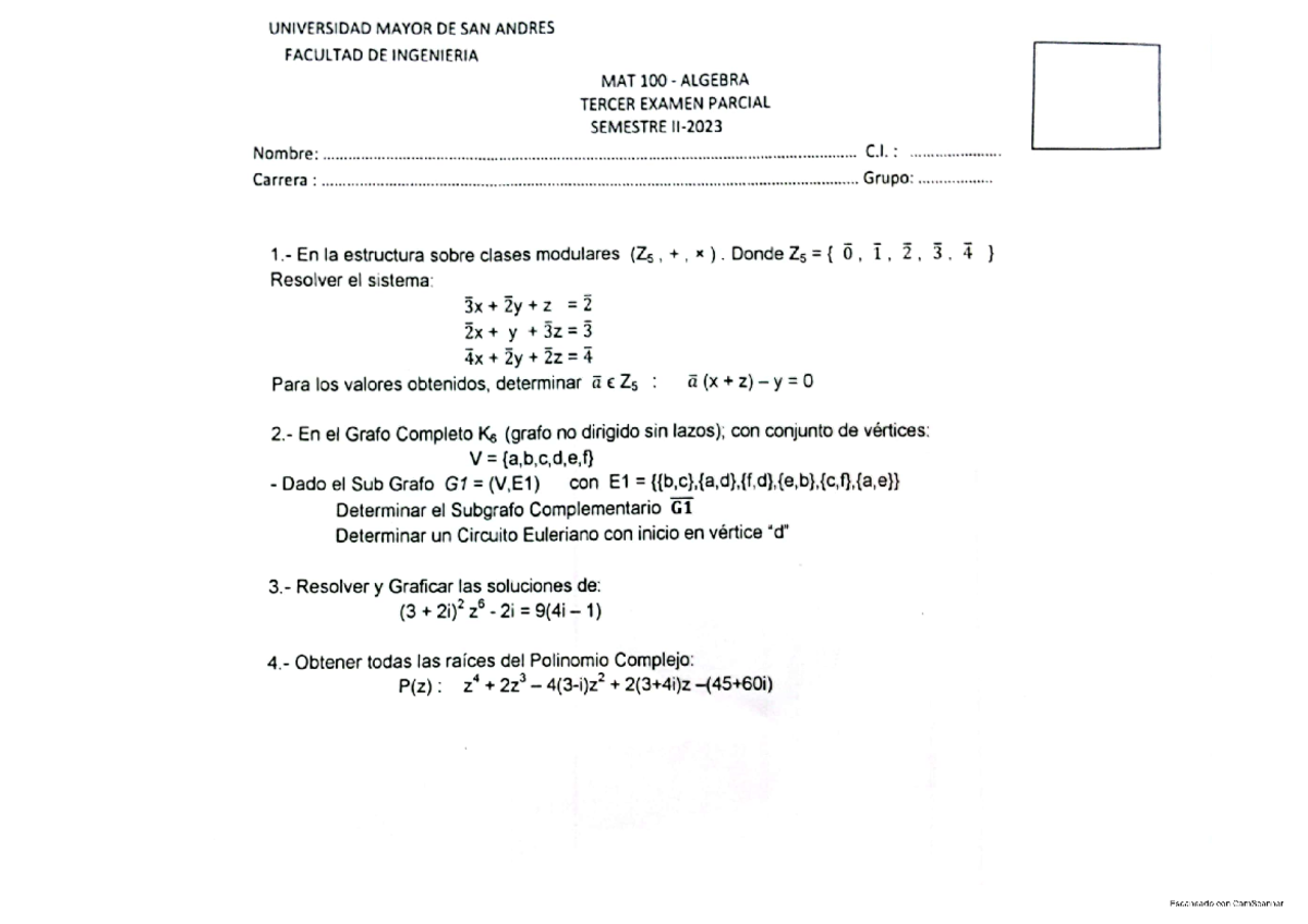 3. Solucionario 3P Mat-100 - Algebra - Studocu