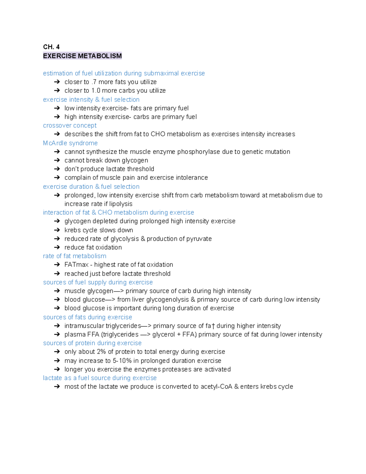 Exercise metabolism - CH.4 - CH. 4 EXERCISE METABOLISM estimation of ...