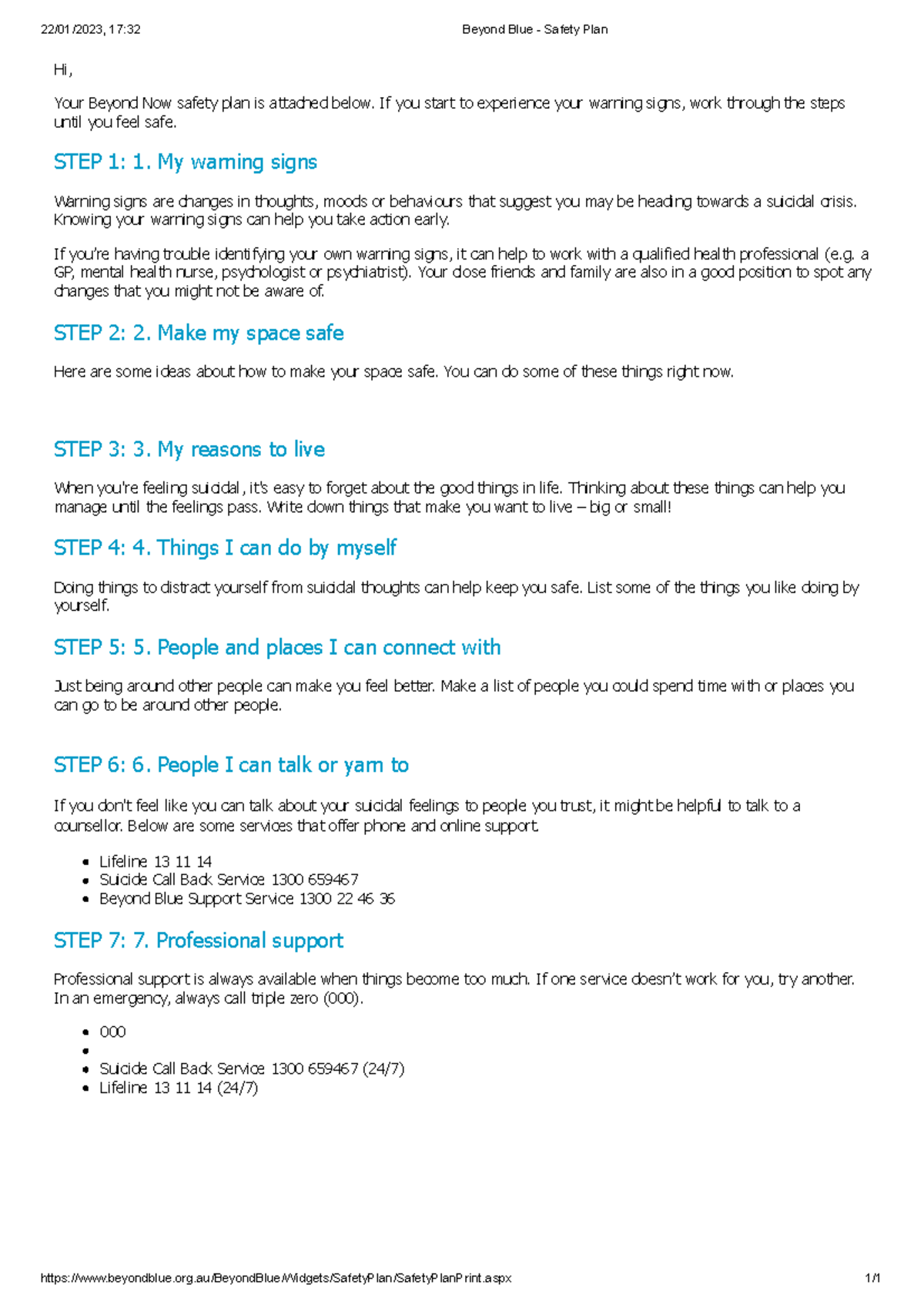 Beyond Blue - Safety Plan - 22/01/2023, 17:32 Beyond Blue - Safety Plan ...