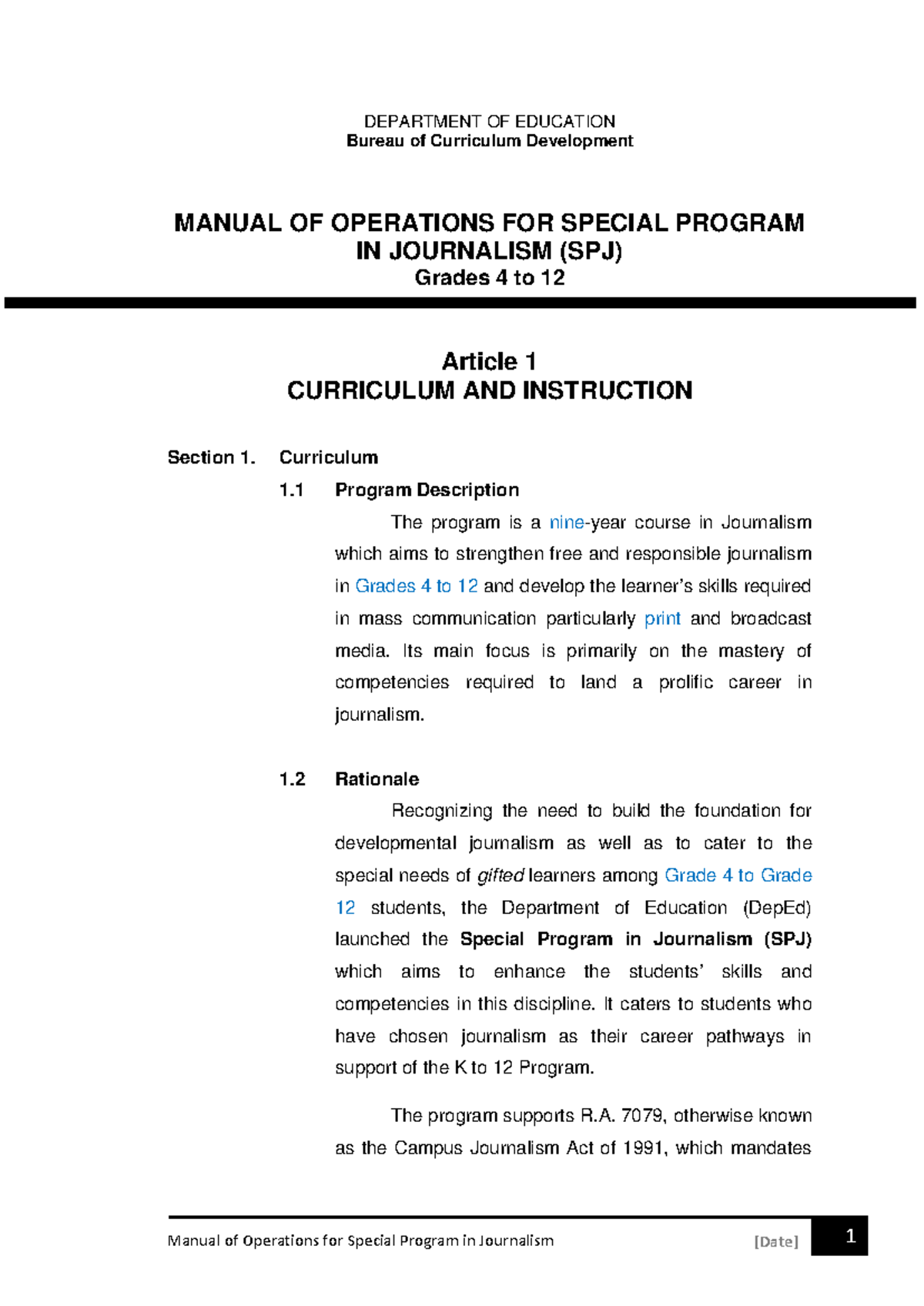 417845828 Manual of SPJ Operations - DEPARTMENT OF EDUCATION Bureau of ...