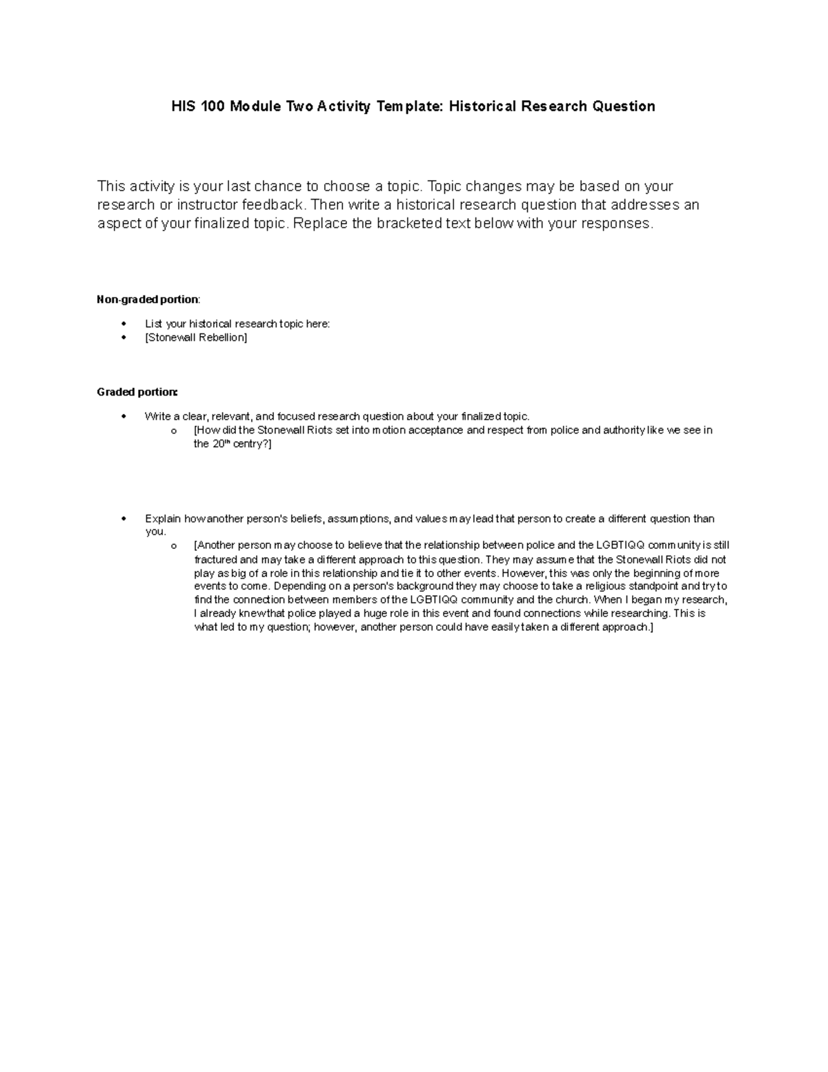 Module 2 Activity - assignments - HIS 100 Module Two Activity Template ...