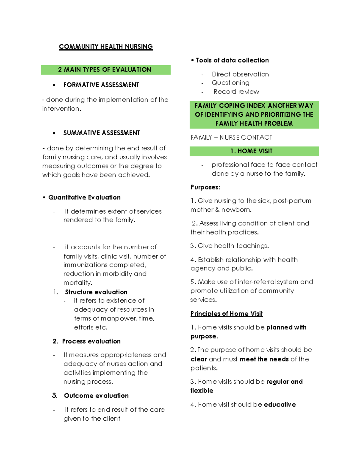 CHN 1ST Session - study - COMMUNITY HEALTH NURSING 2 MAIN TYPES OF ...