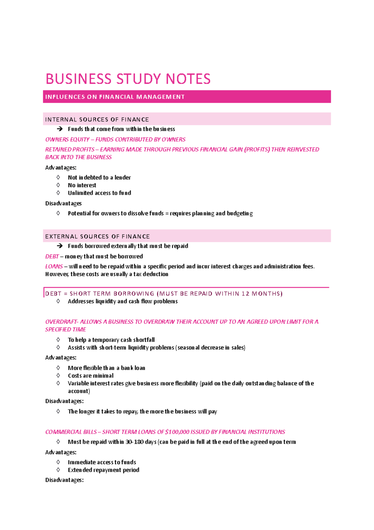 Business Study Notes - Studocu