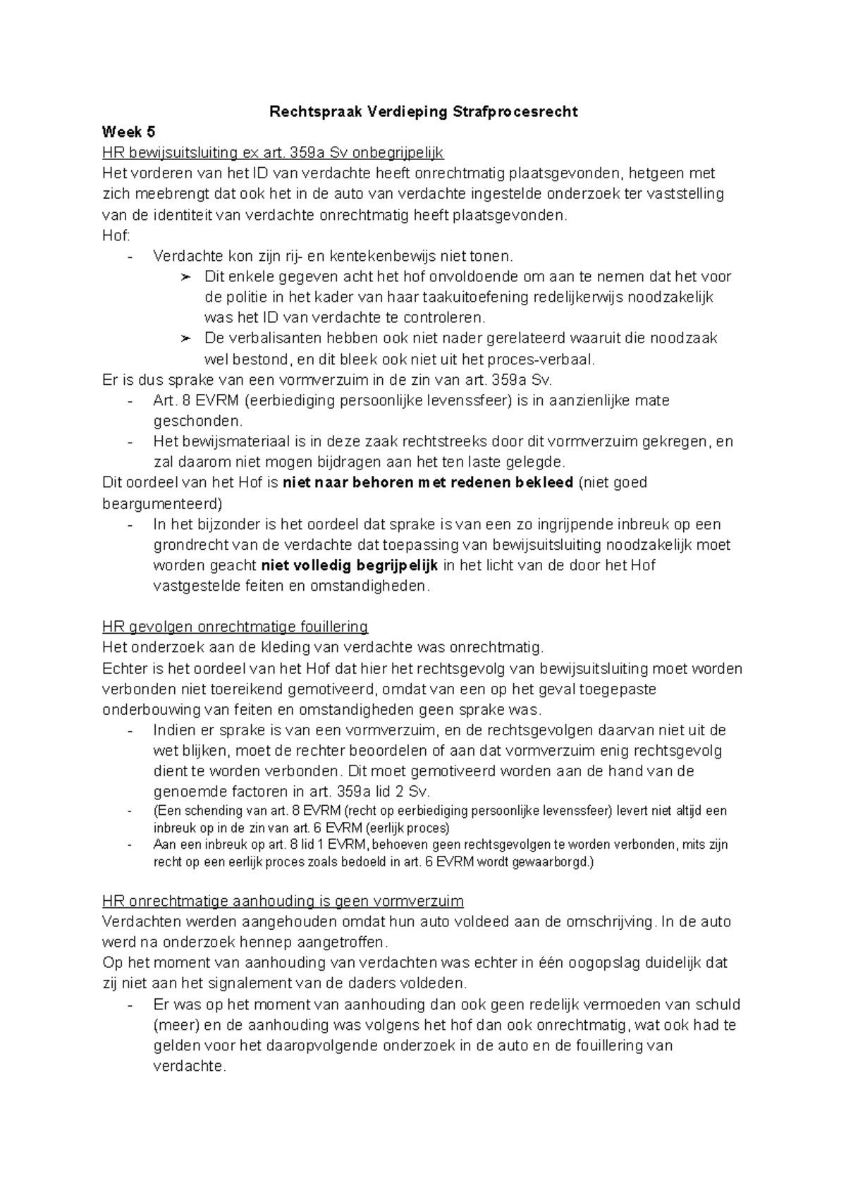 Rechtspraak Verdieping week 5 - Rechtspraak Verdieping Strafprocesrecht ...