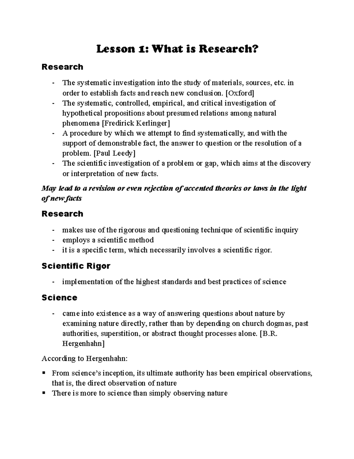 Lesson 1 - research - Lesson 1: What is Research? Research - The ...