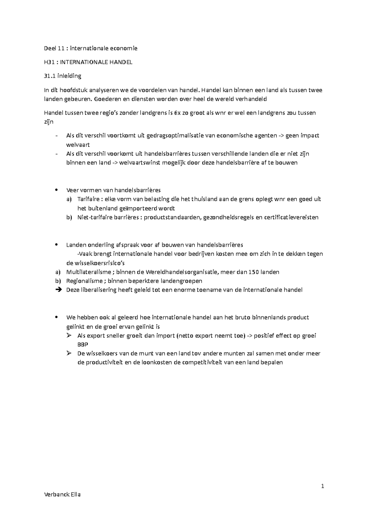 Deel 11 internationale economie - Deel 11 : internationale economie H31 ...
