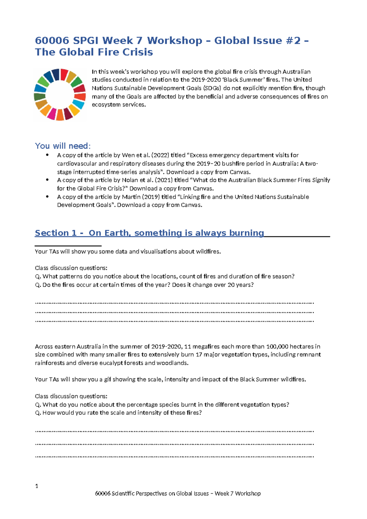 SPGI SPR23 Week 7 workshop worksheet - 60006 SPGI Week 7 Workshop ...