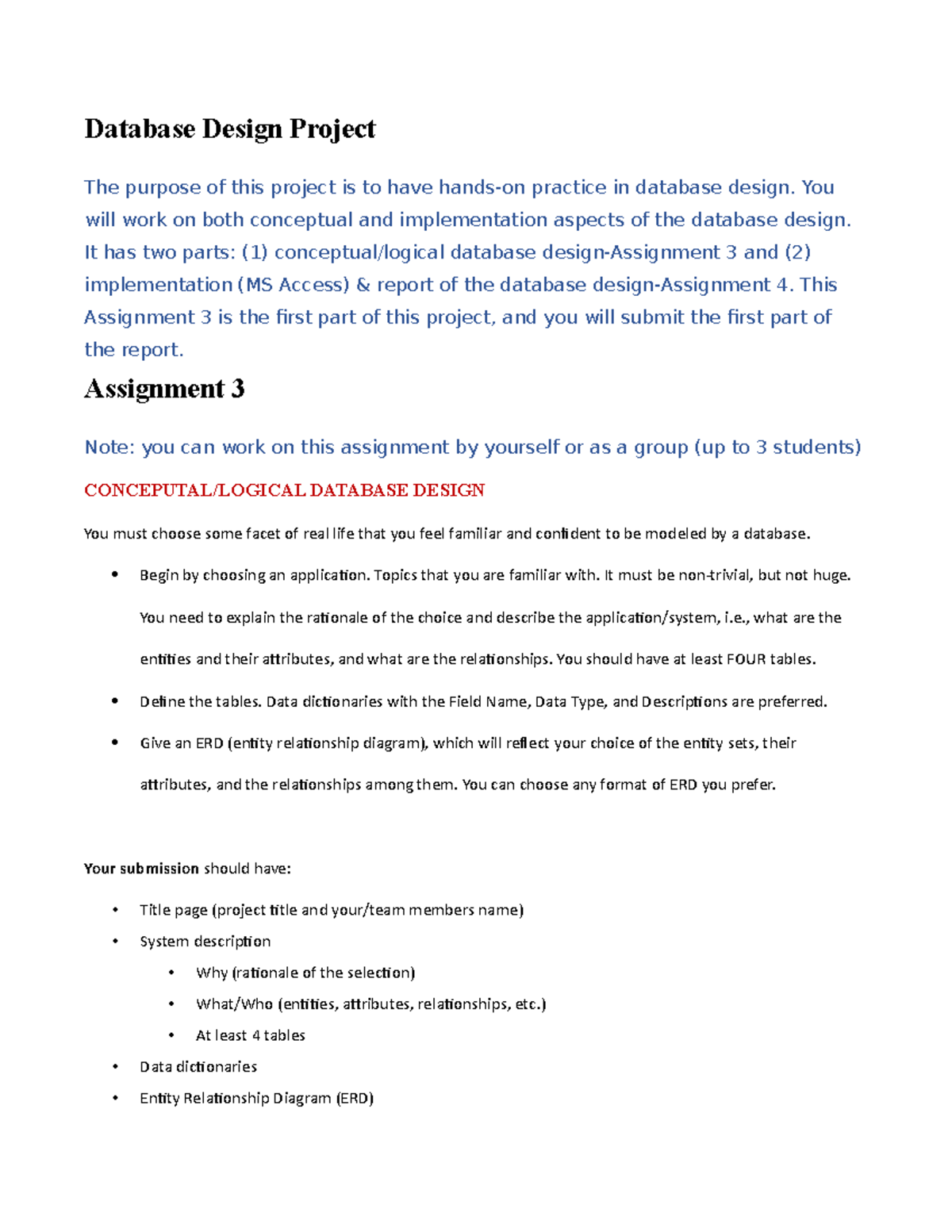 Assignment 3-DBD - Notes For you 2021 - Database Design Project The ...