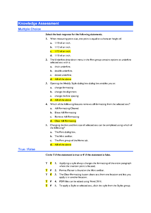 Lesson 2 - Knowledge Assessment Answers - Knowledge Assessment Multiple ...