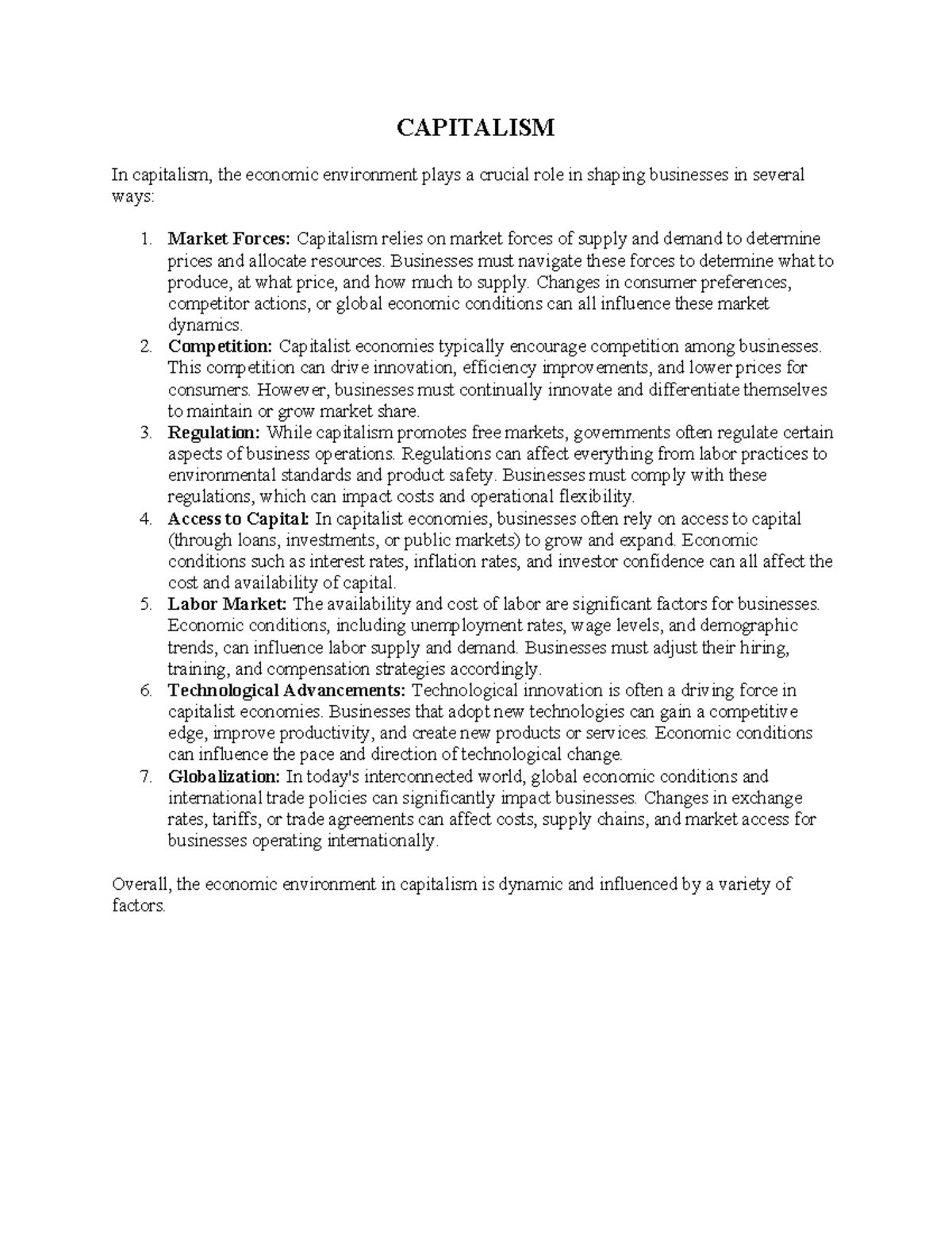 4- Capitalism - Socialism AND Mixed Economy - CAPITALISM In capitalism ...