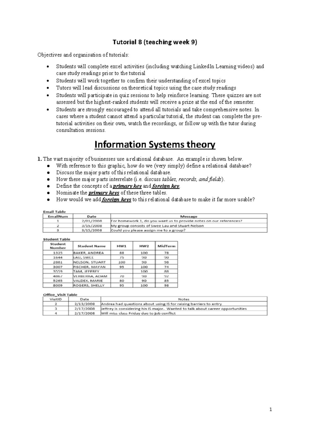 Tutorial 8 pre-tutorial tasks with answers - Tutorial 8 (teaching week 9) Objectives and - Studocu