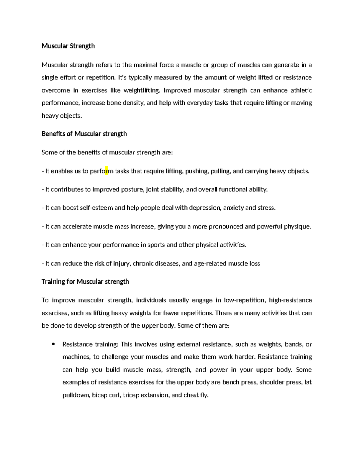 Muscular Strengths - Muscular Strength Muscular strength refers to the ...