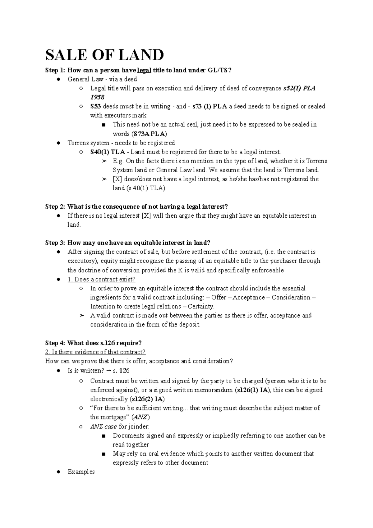 Property A - Templates - SALE OF LAND Step 1: How can a person have ...