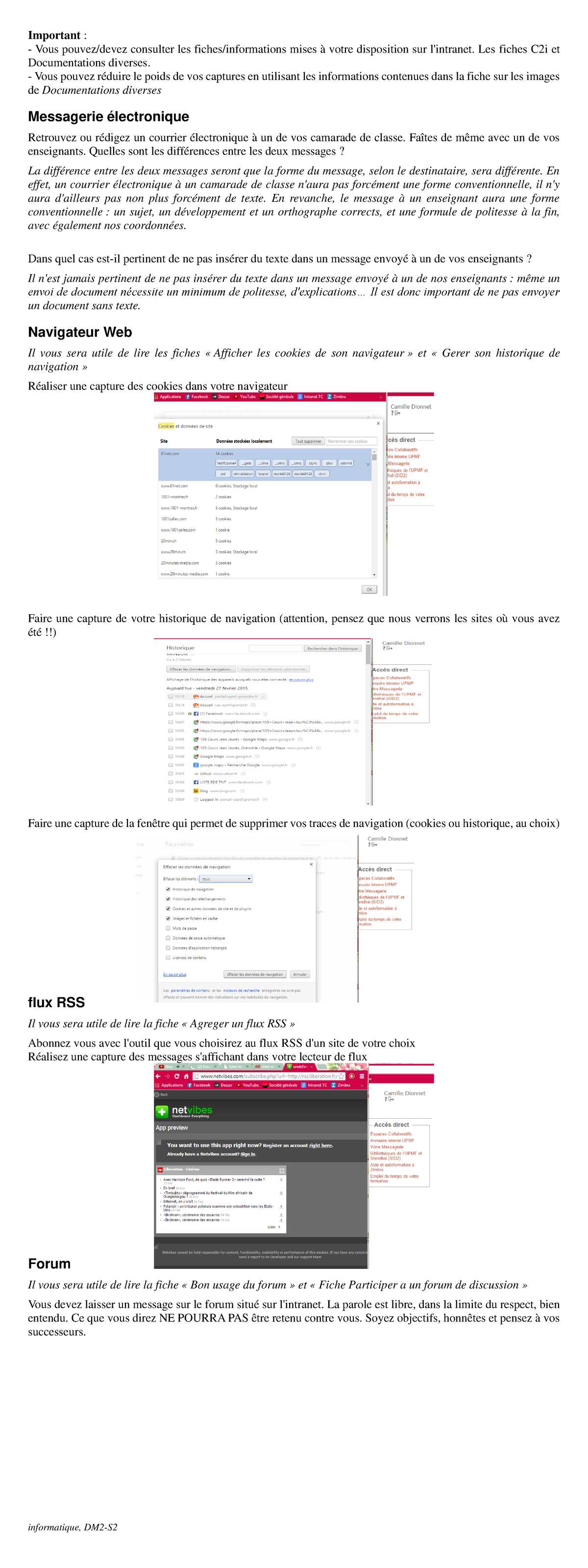 DM - informatique - Important : Vous pouvez/devez consulter les fiches/informations mises à ...