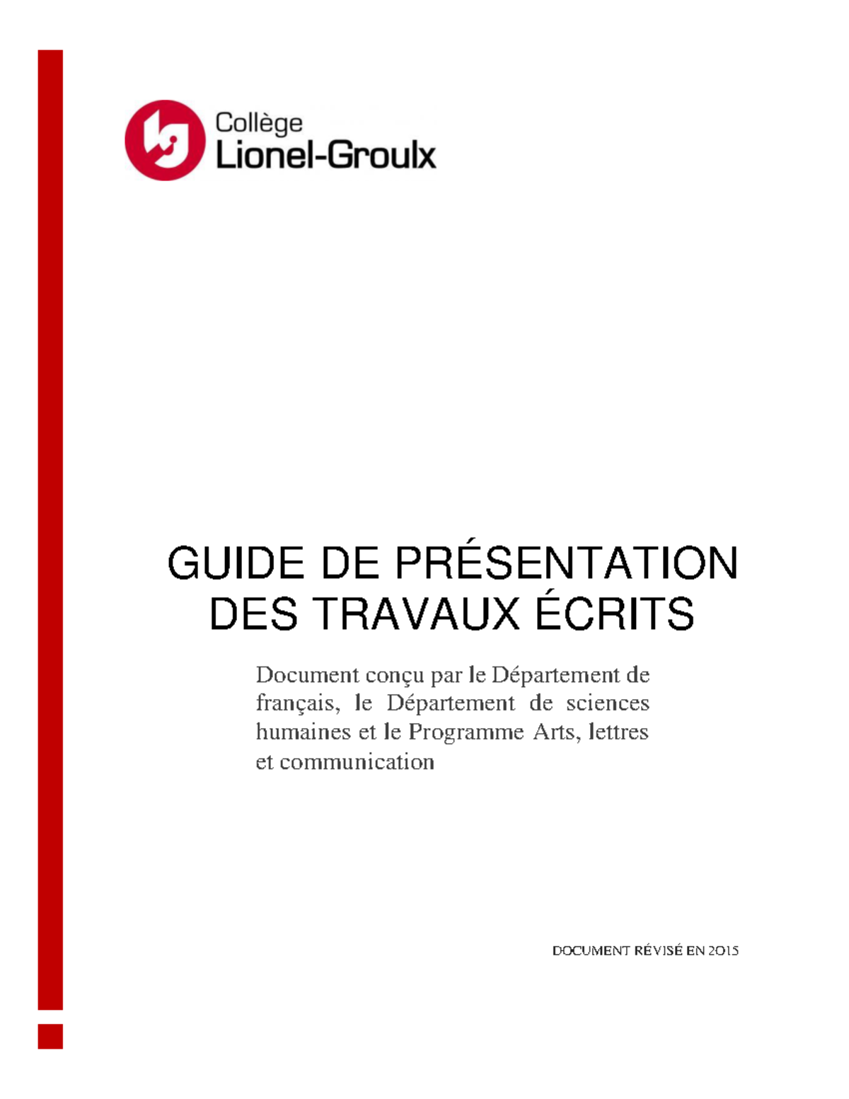 CLG Guide Presentation Travaux - GUIDE DE PRÉSENTATION DES TRAVAUX ...