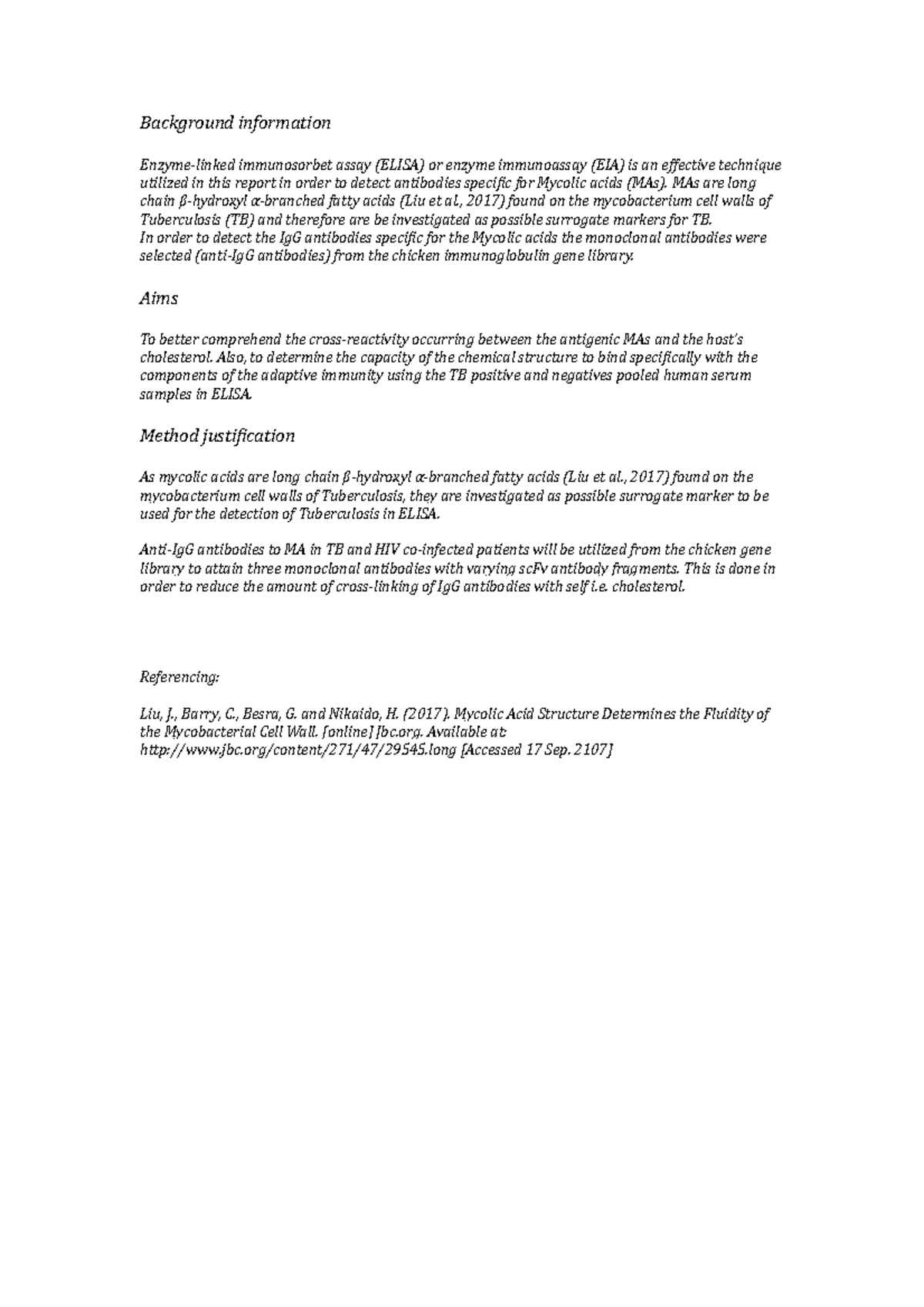 BCM 368 Elisa report intro - Background information Enzyme-linked ...