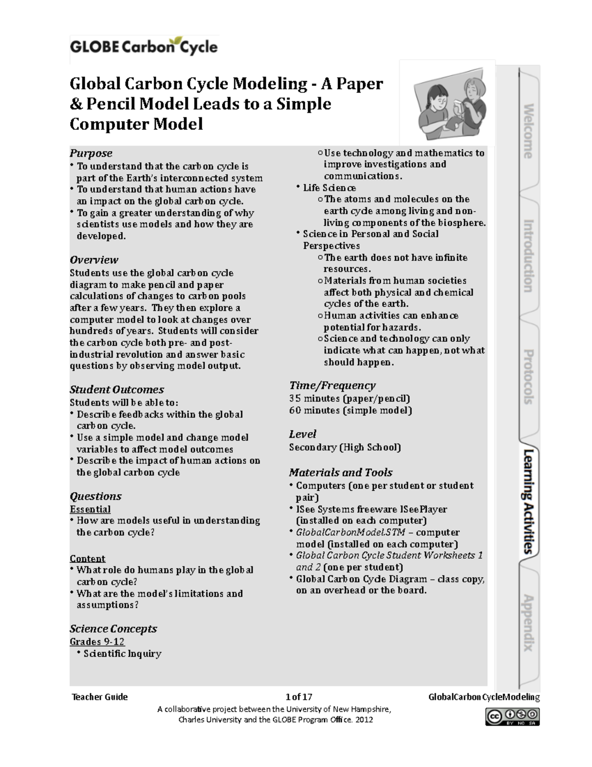 Global Carbon Cycle Model Simple Teacher Guide - Teacher Guide 1 of 17 ...