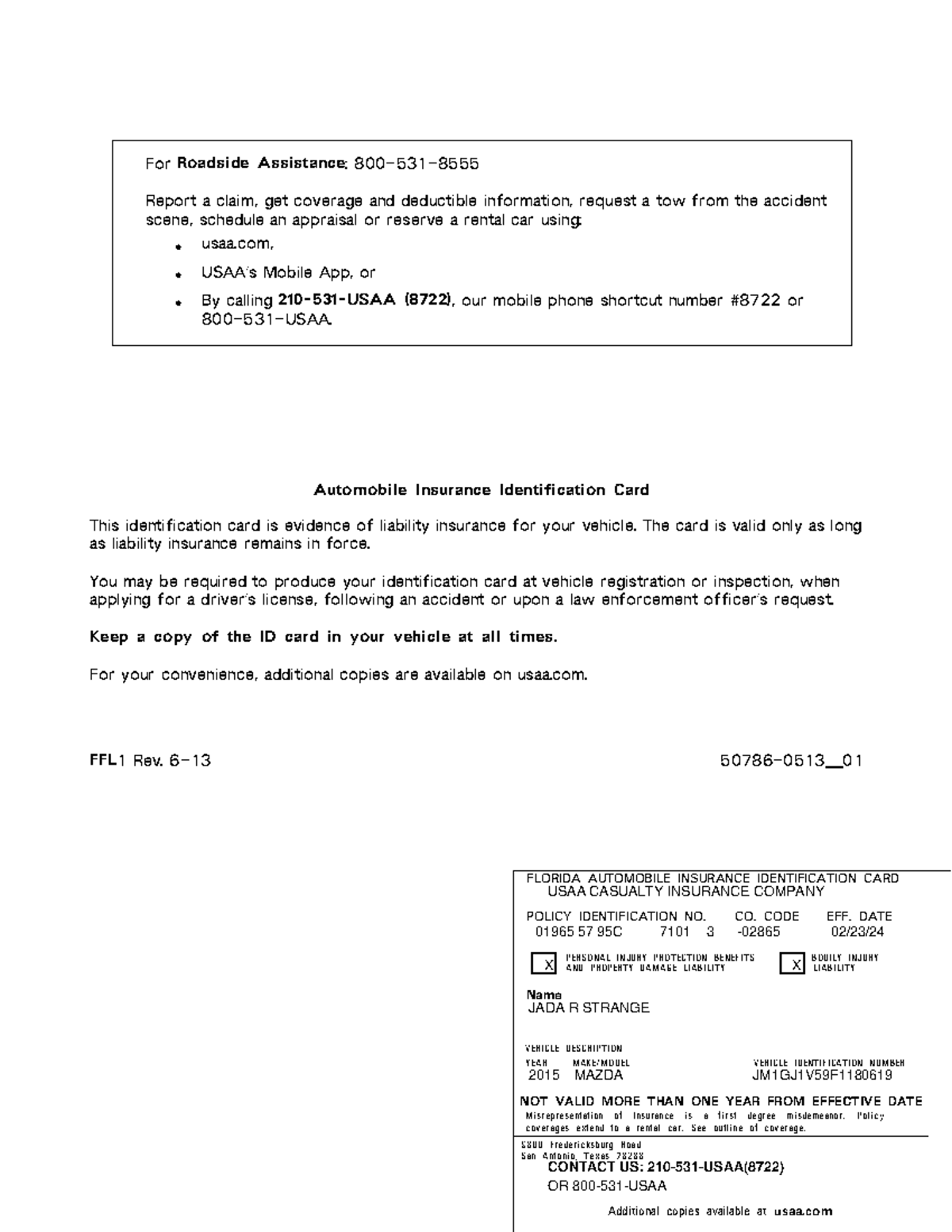 USAA Document A 57CE6AD-5095-4D37-92BC-237BB2514E29 - For Roadside ...