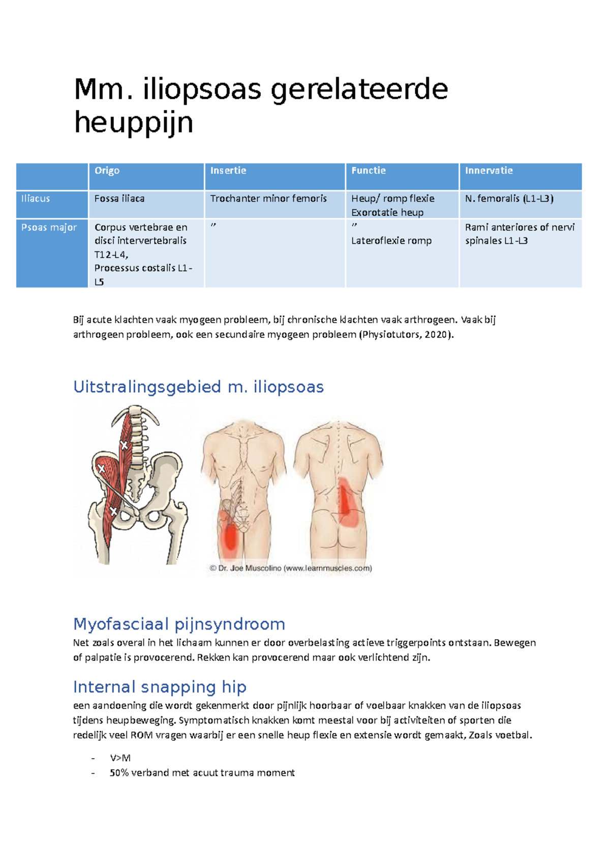 Iliopsoas gerelateerde liesklachten - Mm. iliopsoas gerelateerde ...
