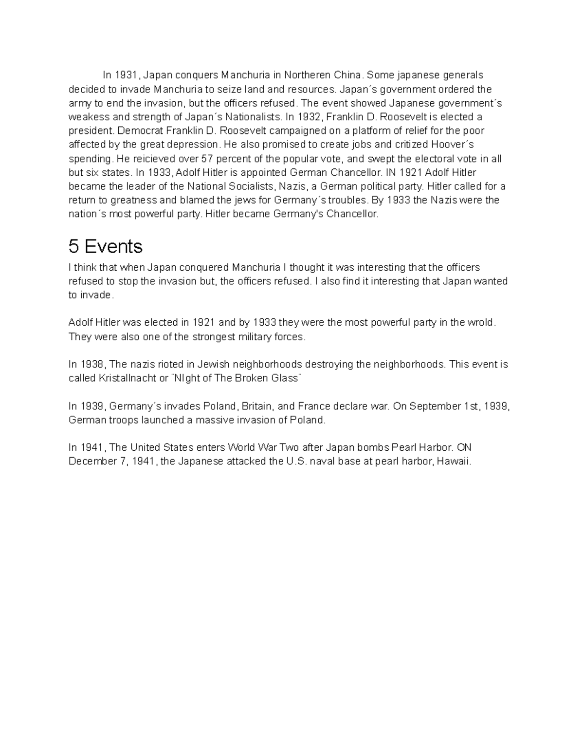 World War 2 Timeline - In 1931, Japan conquers Manchuria in Northeren ...