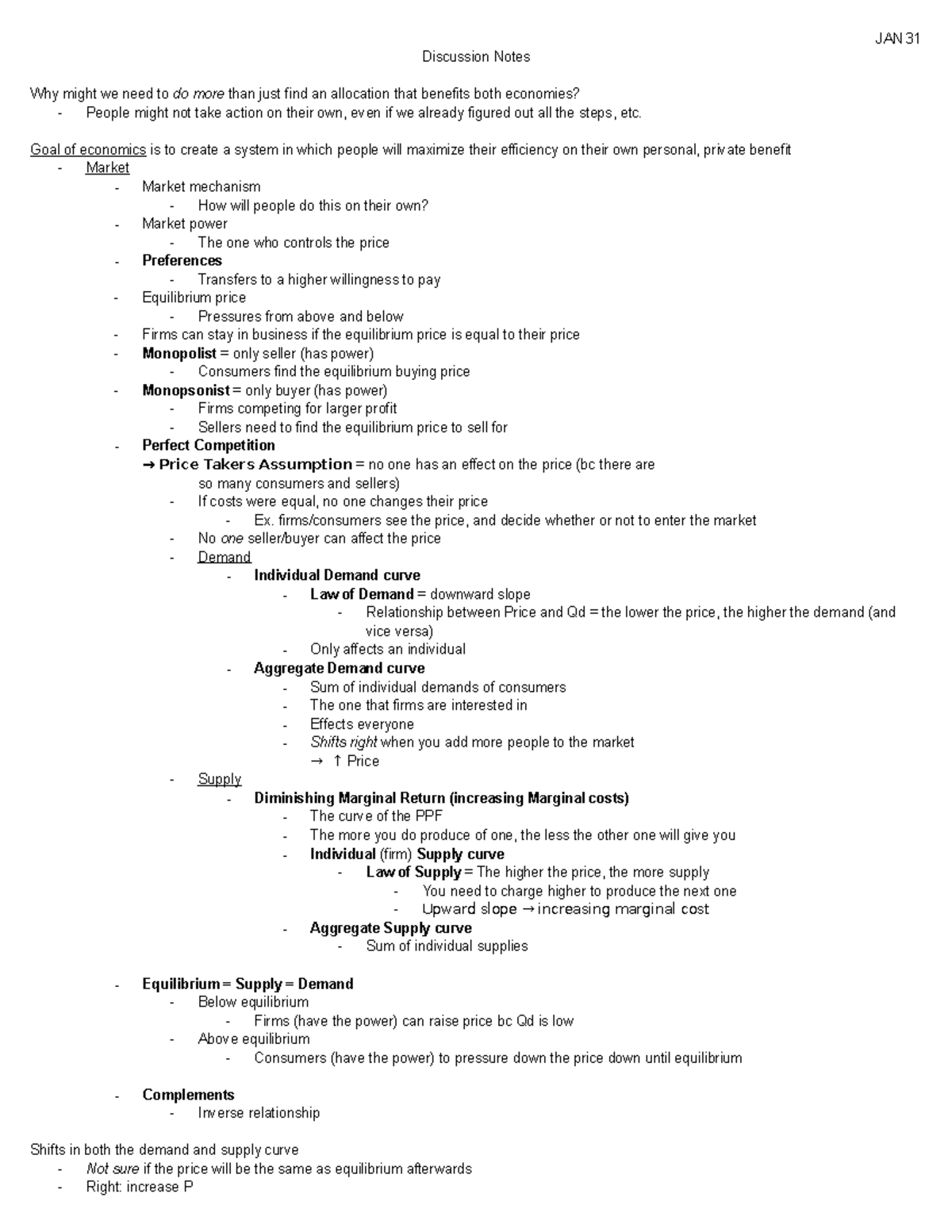 Discussion Notes 1/31 - JAN 31 Discussion Notes Why might we need to do ...